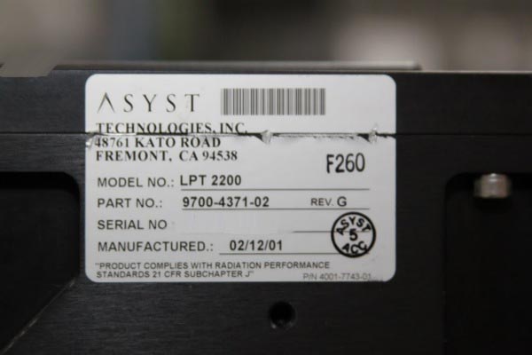 ASYST LPT 2200 웨이퍼 핸들러 판매 가격 #158404에 사용됨 > CAE에서 구매