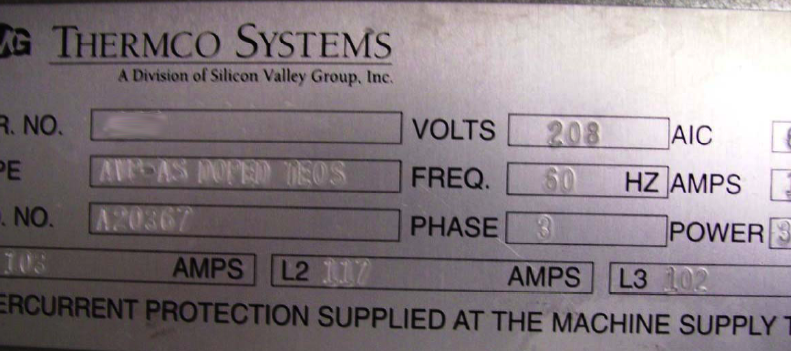 SVG / THERMCO / AVIZA AVP 8000 Diffusion Furnace used for sale price ...