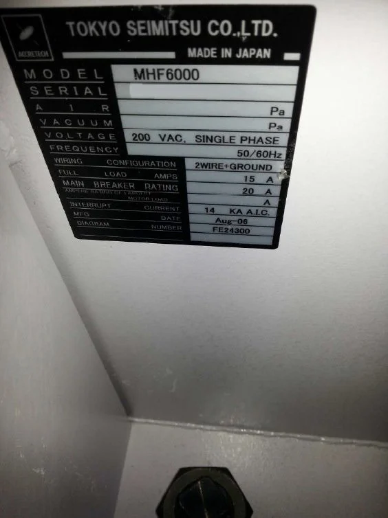 ACCRETECH / TSK MHF 6000 검사기 판매 가격 #9251404에 사용됨 > CAE에서 구매