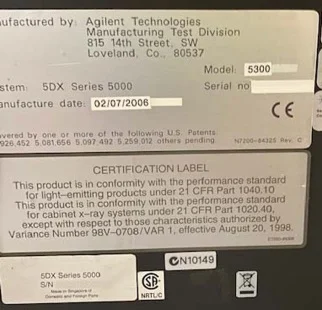 AGILENT / HP / HEWLETT-PACKARD / KEYSIGHT 5DX (5300) Series 5000 X-ray ...
