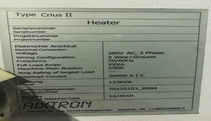 AIXTRON Crius II Reactor used for sale price #293607523, 2010 > buy ...