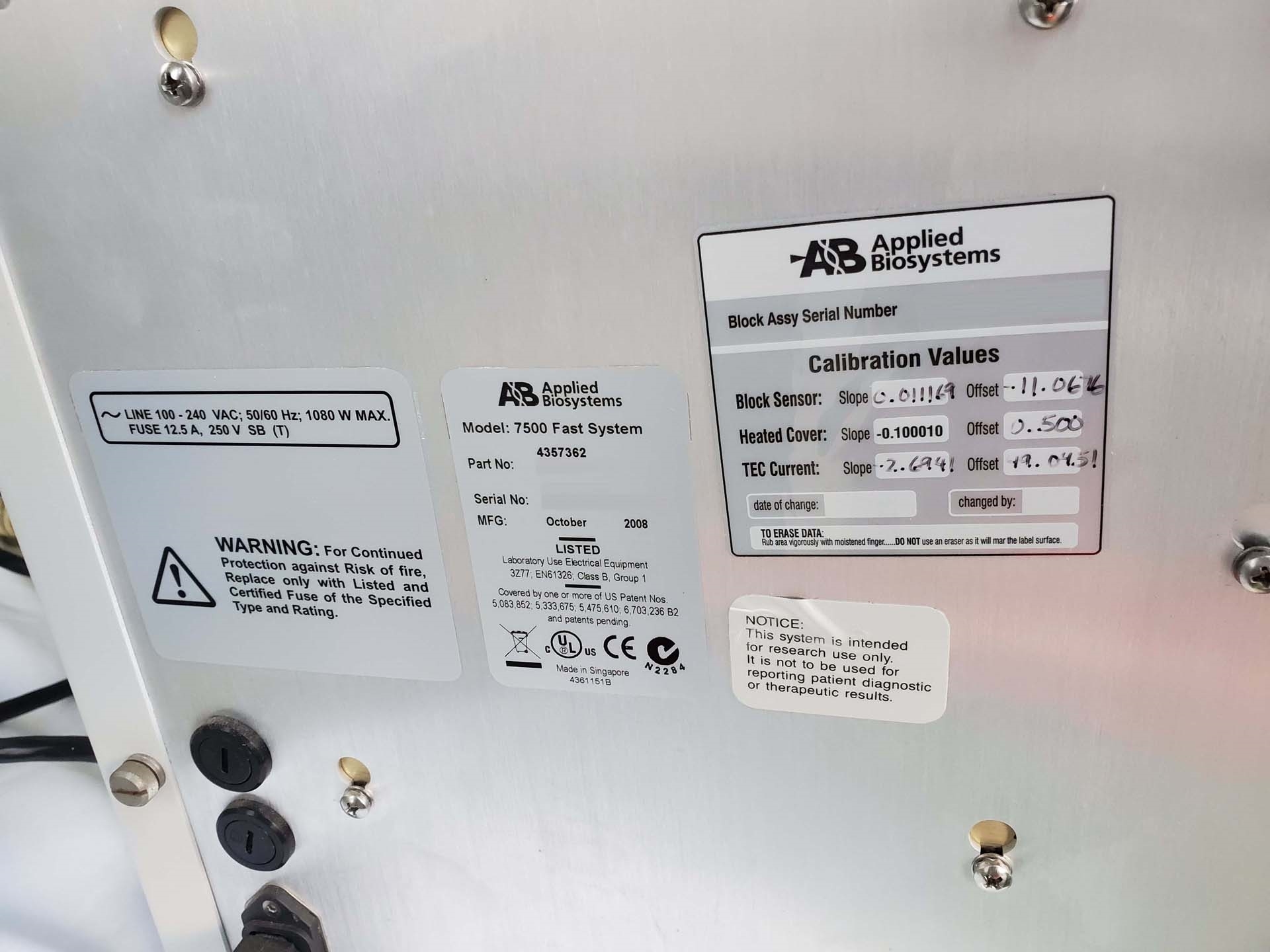 APPLIED BIOSYSTEMS 7500 Fast 익숙한 판매용 가격 #9251336, 2008 > 사다 from CAE