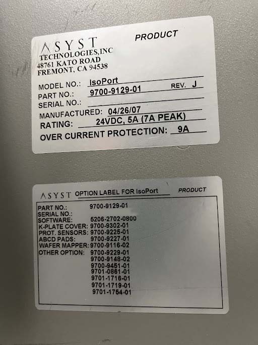 ASYST IsoPort Wafer Handler used for sale price #293768661, 2007 > buy ...