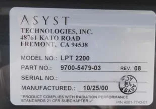 ASYST LPT 2200 웨이퍼 핸들러 판매 가격 #9014852, 1999에 사용됨 > CAE에서 구매