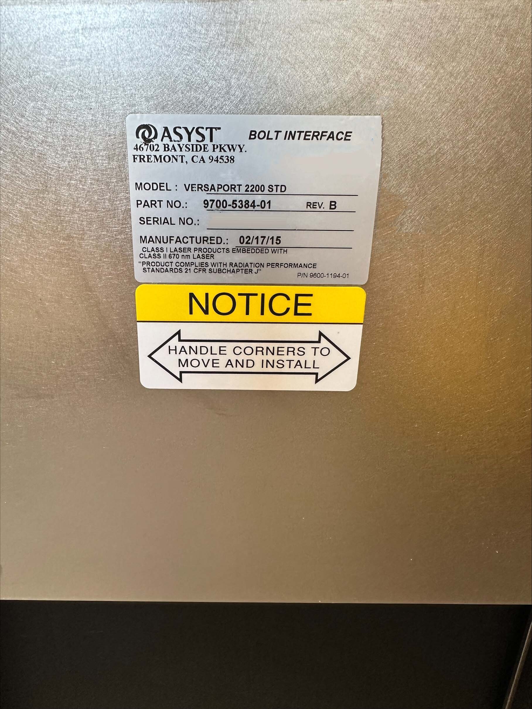 ASYST VersaPort 2200 Wafer Handler used for sale price #293770429, 2015 ...