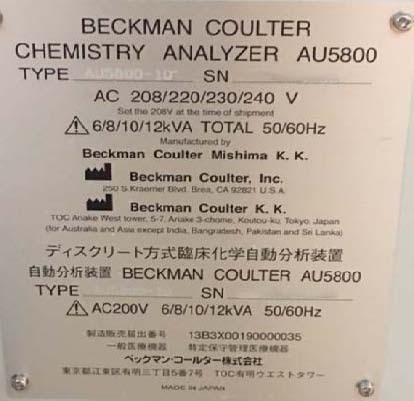 BECKMAN COULTER AU 5800 Used for sale price #9297073, > buy from CAE