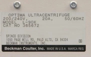 BECKMAN COULTER Optima L-90K Ultracentrifuge Centrifuge used for sale ...