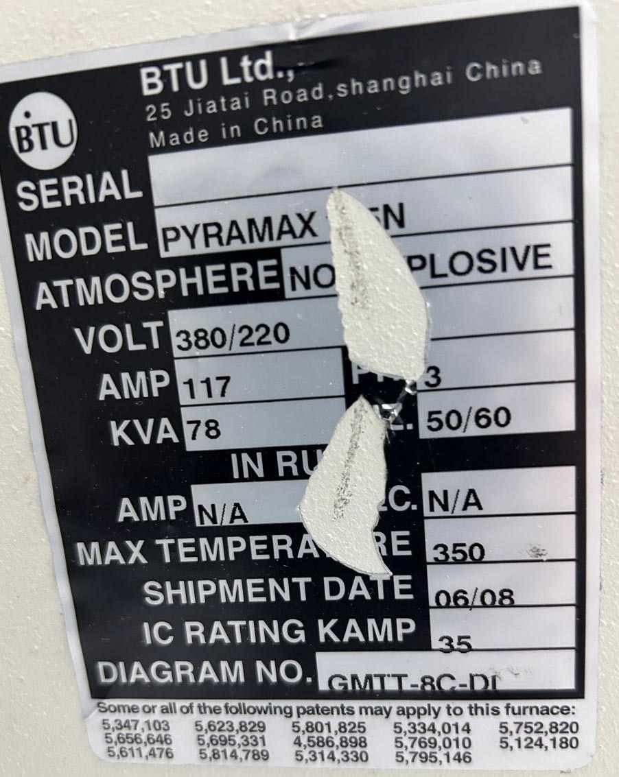 BTU Pyramax 125N Reflow Oven used for sale price #293793820, 2008 > buy ...