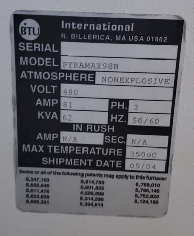 BTU Pyramax 98N Reflow Oven used for sale price #293766005, 2004 > buy ...