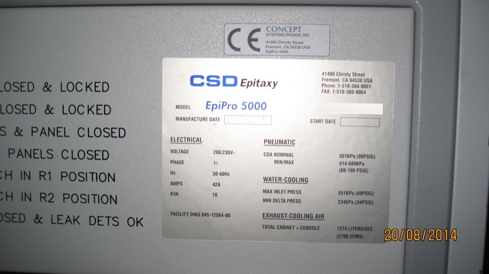 CSD EPITAXY EpiPro 5000 원자로 판매 가격 #9070133에 사용됨 > CAE에서 구매