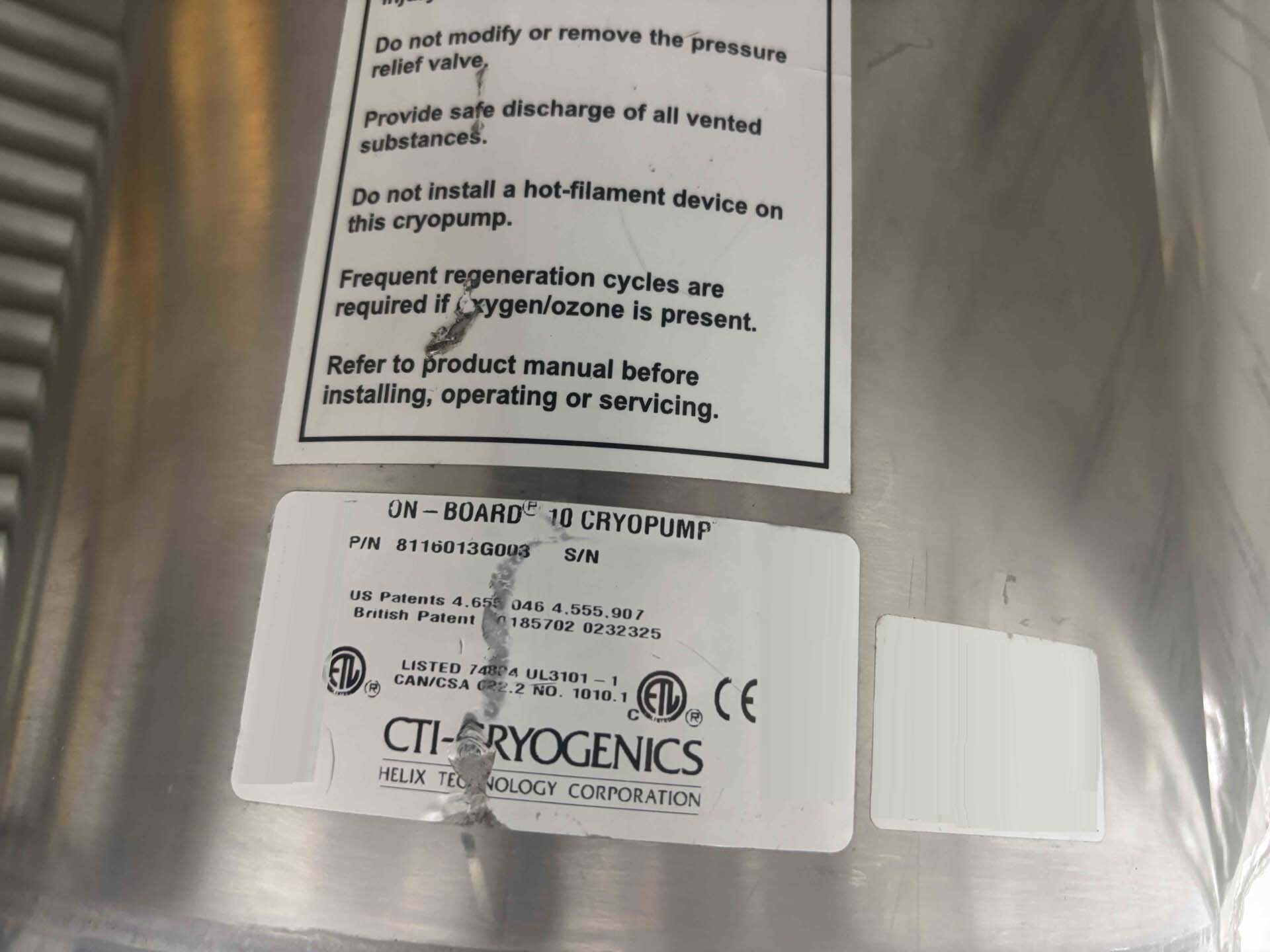 CTI-CRYOGENICS On-Board 10 펌프 판매 가격 #293770178에 사용됨 > CAE에서 구매