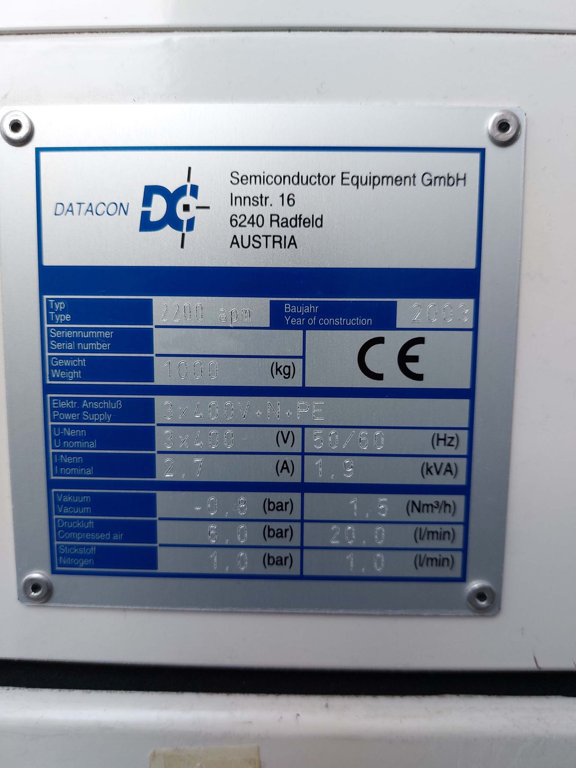 DATACON / BESI 2200 APM 익숙한 판매용 가격 #293625719, 2003 > 사다 from CAE