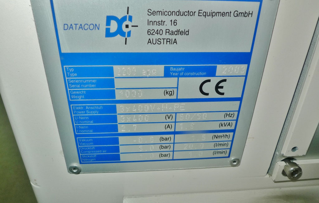 DATACON / BESI 2200 APM 다이 어태처 판매 가격 #9054289, 2003에 사용됨 > CAE에서 구매