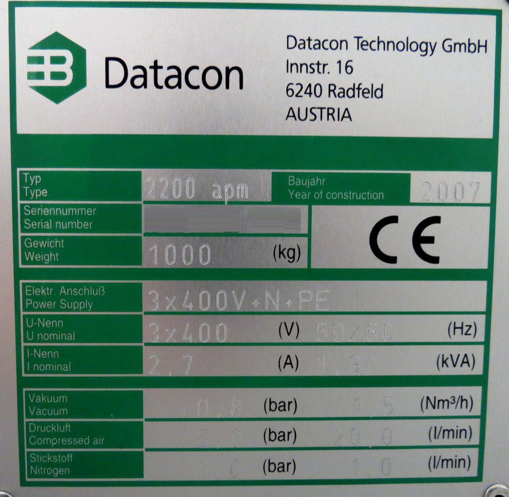 DATACON / BESI 2200 APM Die Attacher used for sale price #9068020, 2007 ...