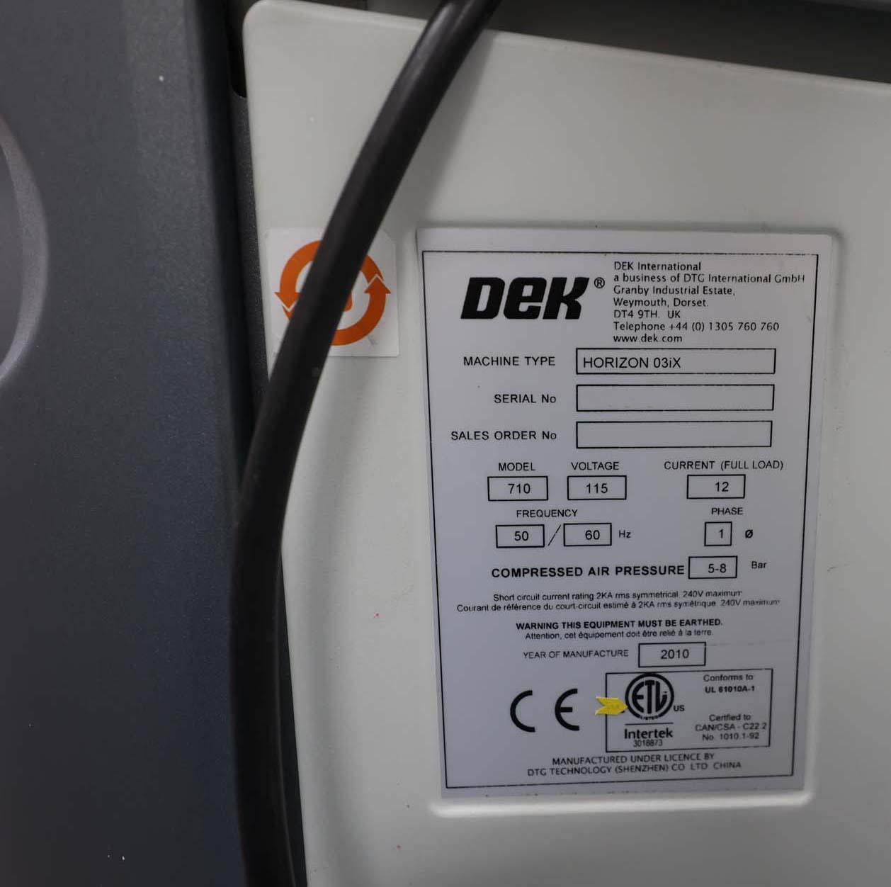 DEK Horizon 03iX Printer used for sale price #293794057, 2010 > buy ...