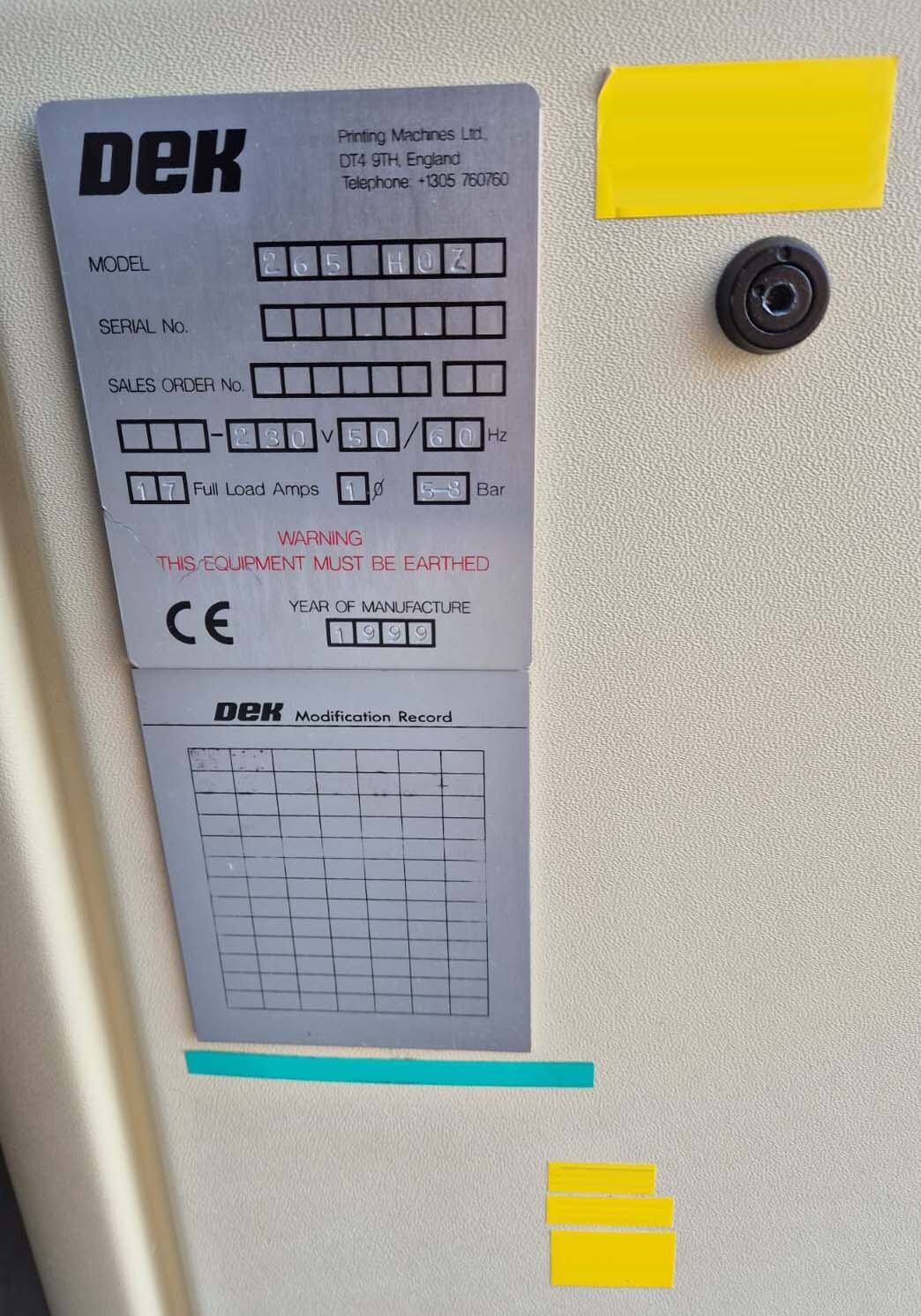 DEK Horizon 265 Printer used for sale price #293767457, 1999 > buy from CAE