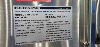 DISCO DFD 6361 스크라이버 / 다이서 판매 가격 #293610417, 2012에 사용됨 > CAE에서 구매