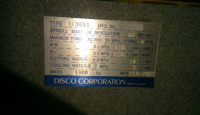 DISCO DFD 651 劃線/切割機 用於銷售價格 #9006219 > 從 CAE 購買