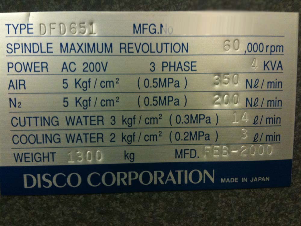 DISCO DFD 651 Scriber / Dicer used for sale price #9060493, 2000 > buy ...