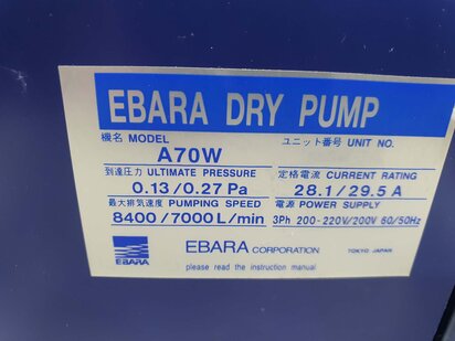 EBARA A70W Pump used for sale price #9408291 > buy from CAE