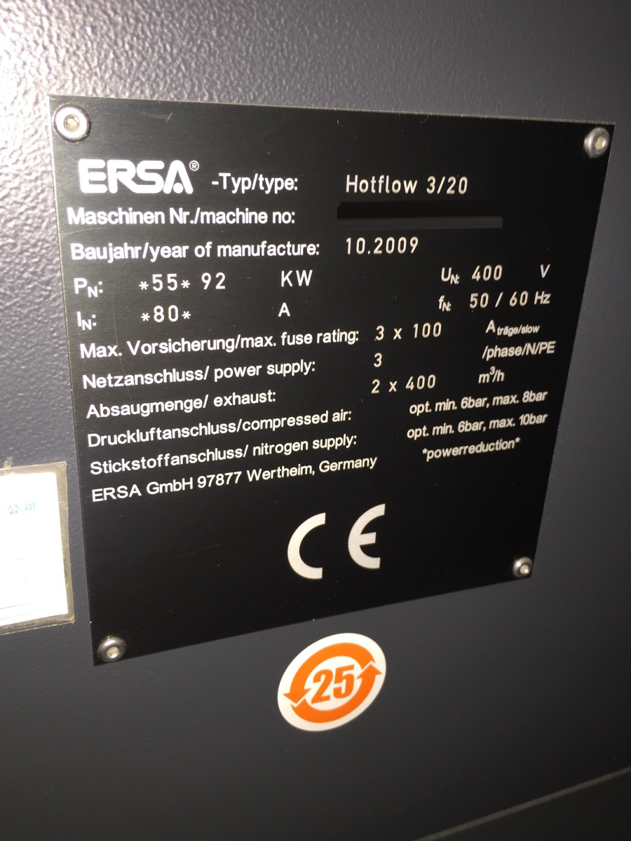 ERSA Hotflow 3/20 Used for sale price #9118683, 2009 > buy from CAE