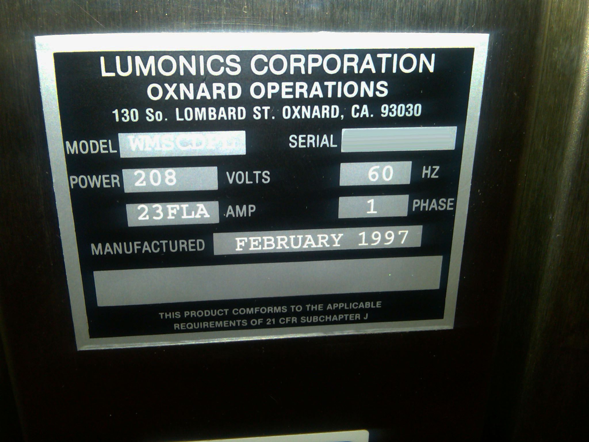 GSI LUMONICS SigmaClean WMSCDPL 마킹 머신 판매 가격 #9017259, 1997에 사용됨 > CAE에서 구매