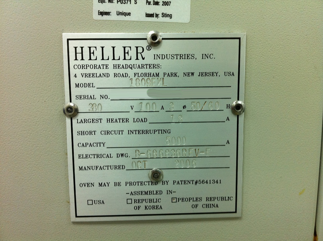 HELLER 1809EXL Reflow Oven used for sale price #135261, 2006 > buy from CAE