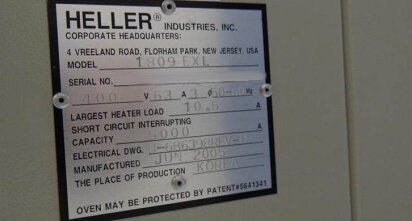 HELLER 1809EXL Reflow Oven used for sale price #9004088, 2005 > buy ...