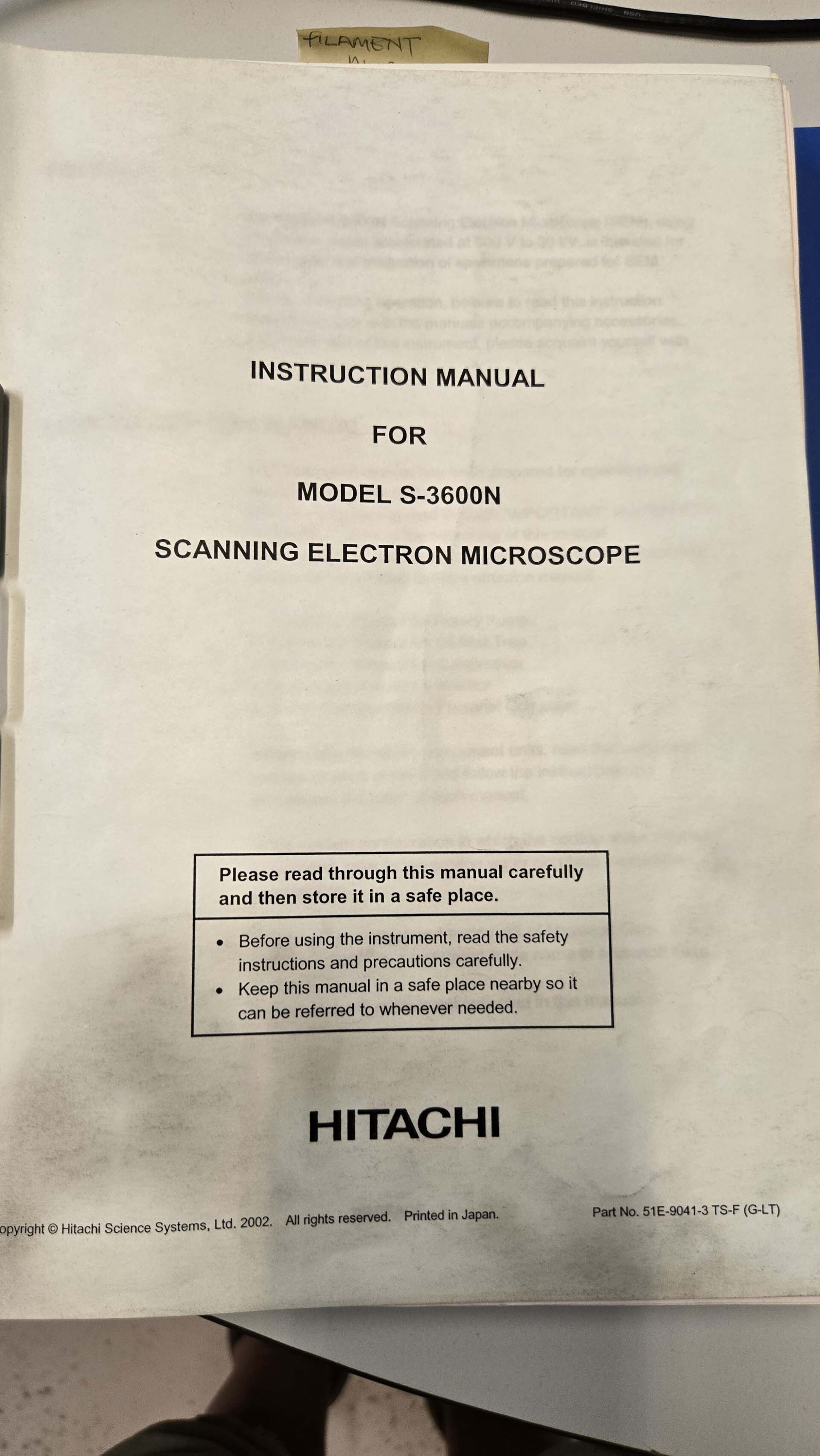 HITACHI S-3600N SEM used for sale price #293775574, 2004 > buy from CAE
