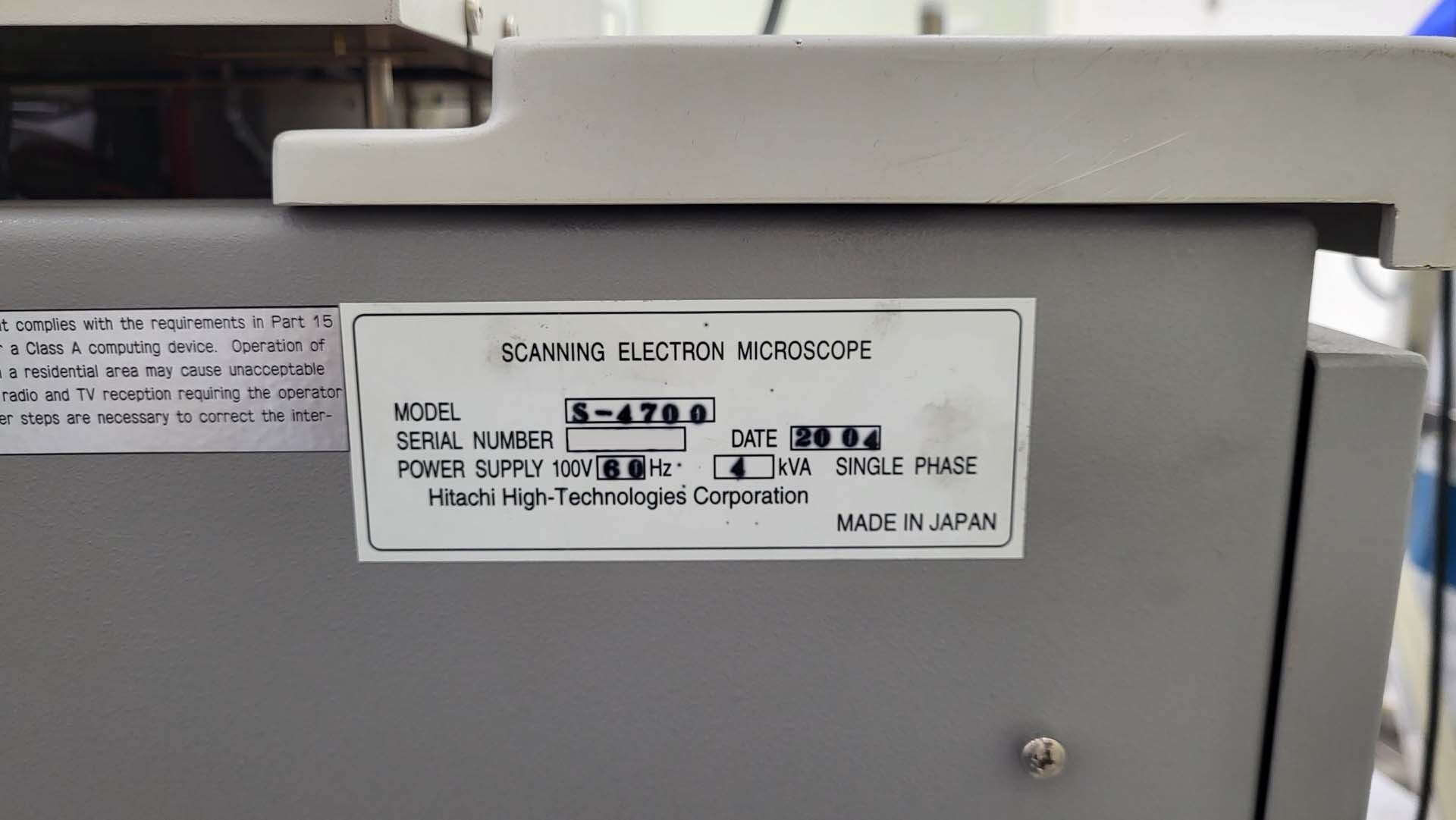 HITACHI S-4700 Type II SEM Used for sale price #293671377, 2004 > buy ...