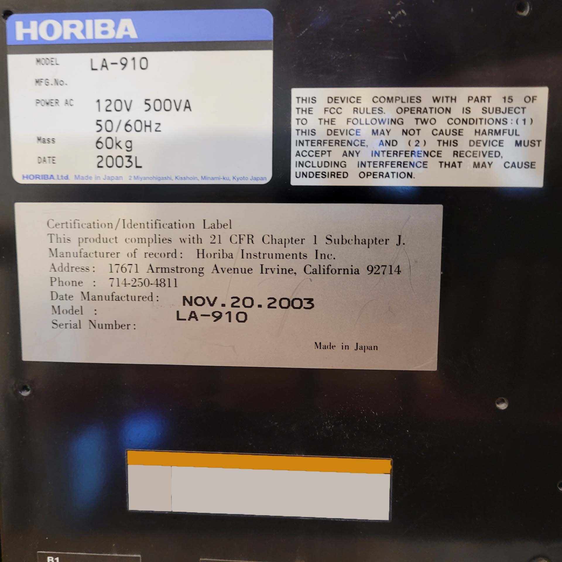 HORIBA LA-910 Spectrometer used for sale price #293772349, 2003 > buy ...