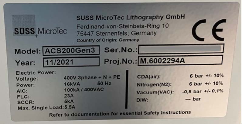 KARL SUSS / MICROTEC ACS 200 Gen3 Photoresist used for sale price ...