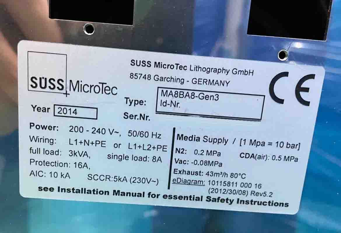 KARL SUSS / MICROTEC MA 8 / BA 8 Gen3 익숙한 판매용 가격 #293633676, 2014 > 사다 ...