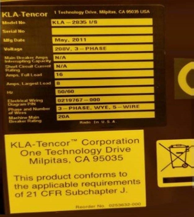 KLA / TENCOR 2835 used for sale price #9250792, 2011 > buy from CAE