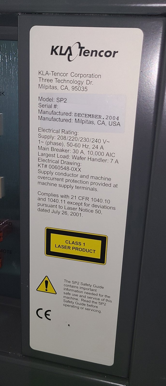 KLA / TENCOR Surfscan SP2 已使用的 待售 价格 #9260809, 2004 > 买 从 CAE