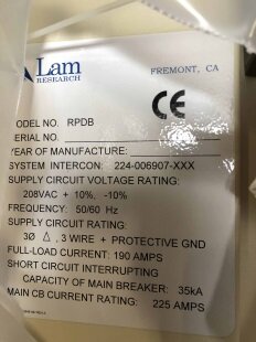 LAM RESEARCH RPDB 部分 用于销售价格 #9218172 > 从 CAE 购买