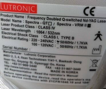 LUTRONIC Spectra VRM III 레이저 판매 가격 #9250956에 사용됨 > CAE에서 구매