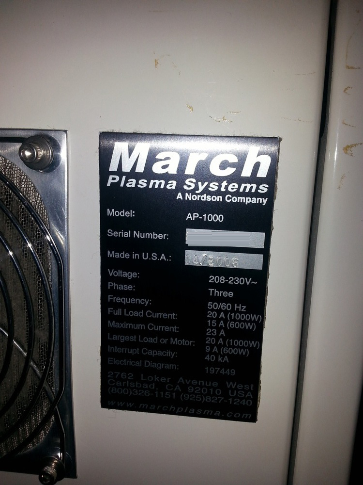 MARCH AP 1000 에처/애셔 판매 가격 #9039913, 2006에 사용됨 > CAE에서 구매