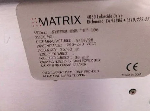 MATRIX System One 에처/애셔 판매 가격 #9033960에 사용됨 > CAE에서 구매