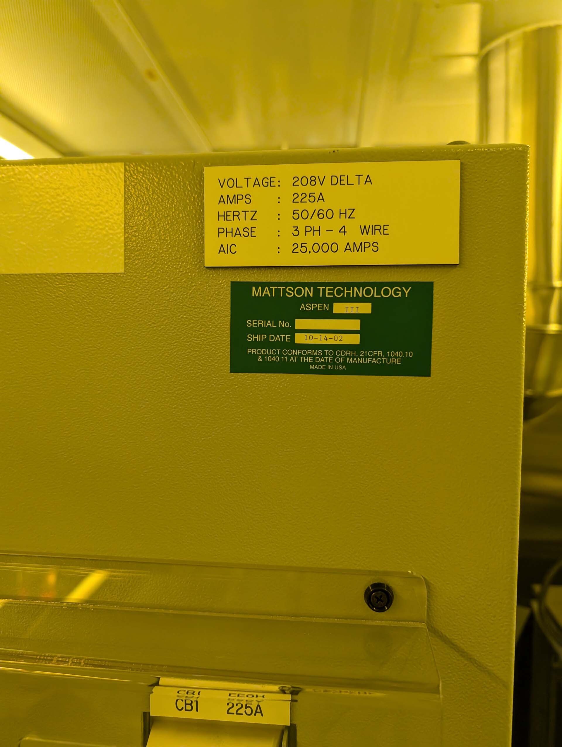 MATTSON Aspen III Etcher / Asher used for sale price #293807043, 2002 ...