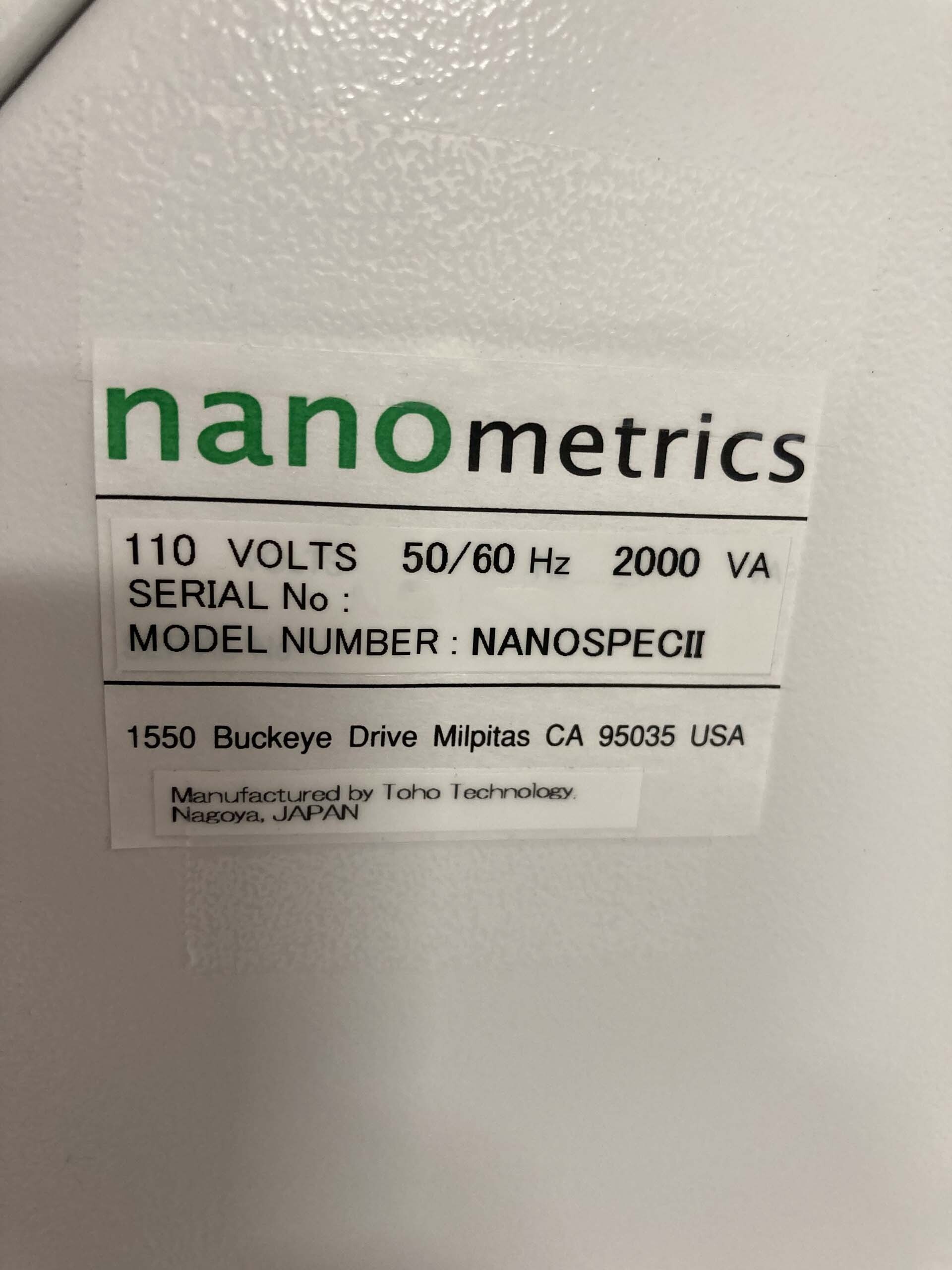 NANOMETRICS NanoSpec II 마스크 & 웨이퍼 검사기 판매 가격 #293773923, 2017에 사용됨 > CAE에서 구매