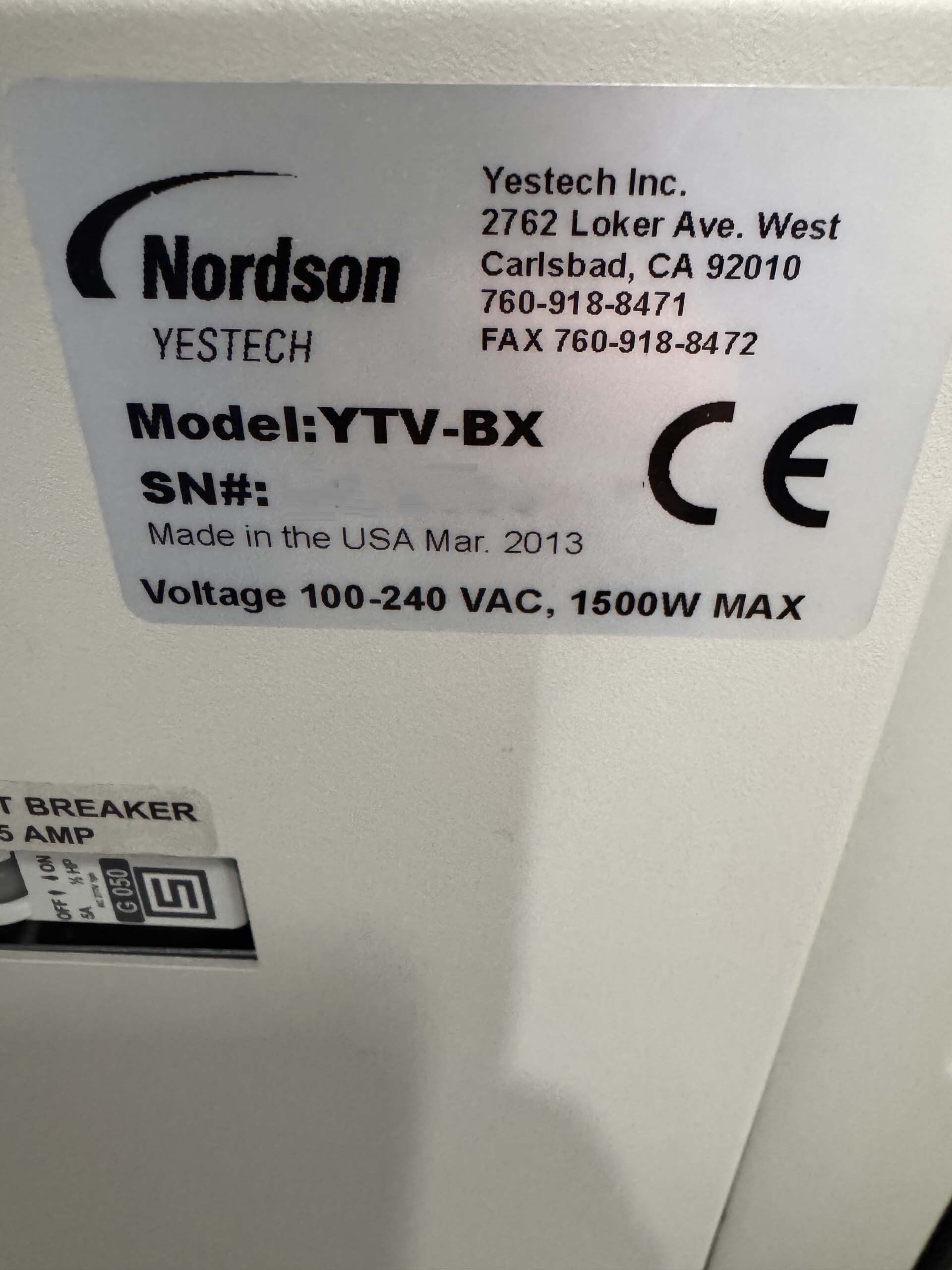 NORDSON / YESTECH YTV-BX used for sale price #293764719, 2013 > buy from CAE