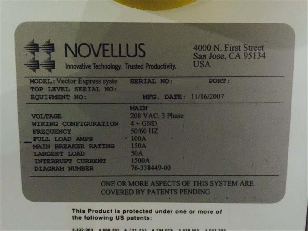 NOVELLUS Vector Express Etcher / Asher used for sale price #9104136 ...
