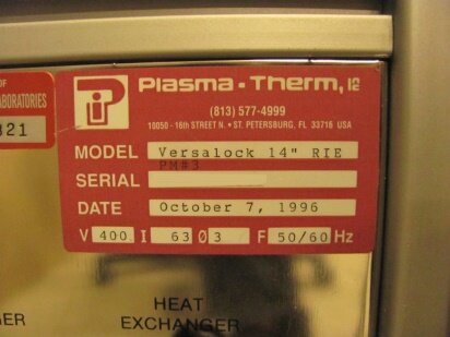 PLASMATHERM / UNAXIS VLR 700 에처/애셔 판매 가격 #9078041, 1996에 사용됨 > CAE에서 구매