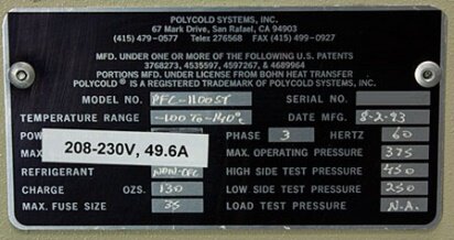 POLYCOLD PFC 1100 ST Chiller used for sale price #195939, 1993 > buy ...