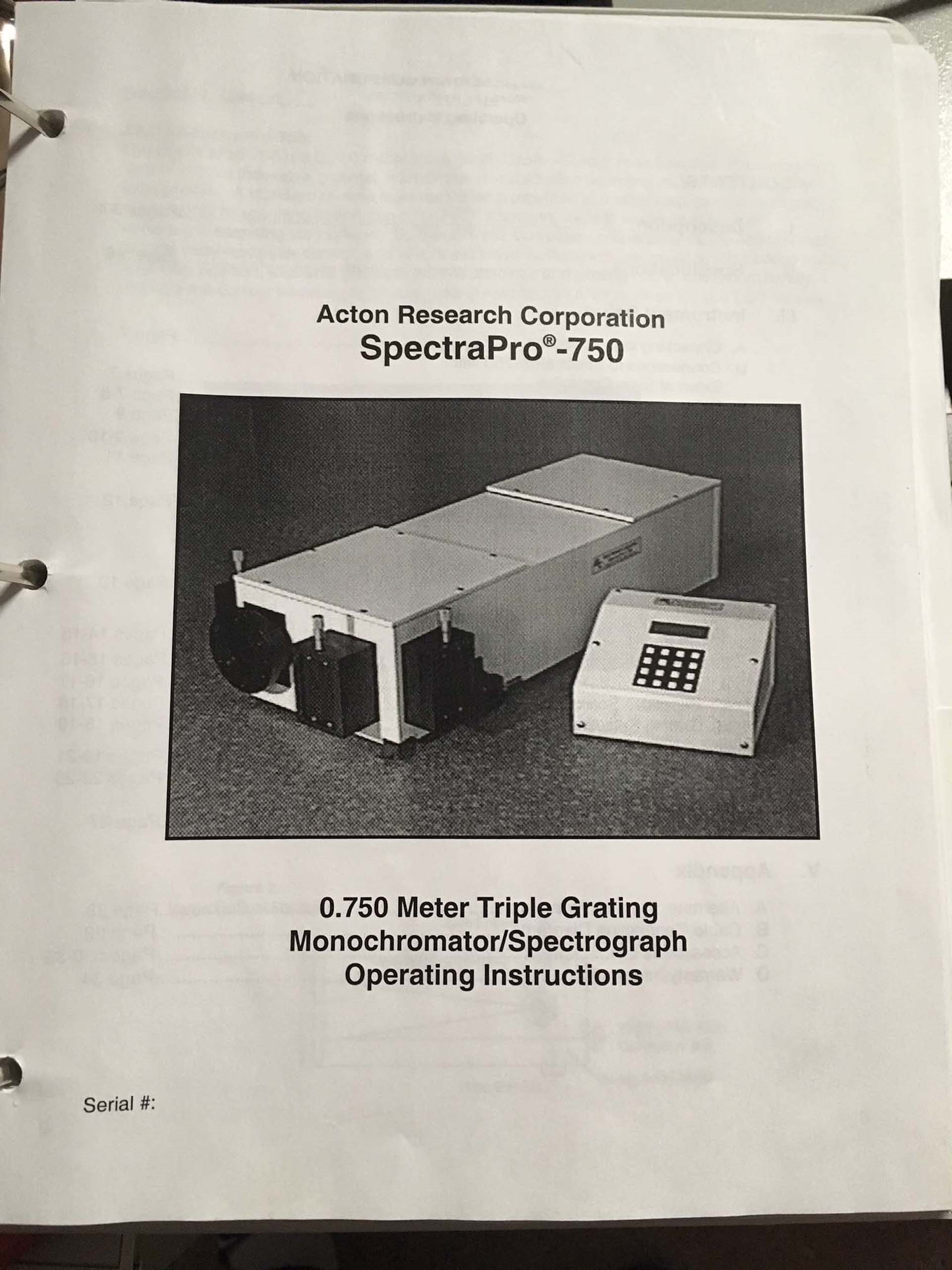 PRINCETON INSTRUMENTS / ACTON RESEARCH SpectraPro 750 Spectrometer used ...