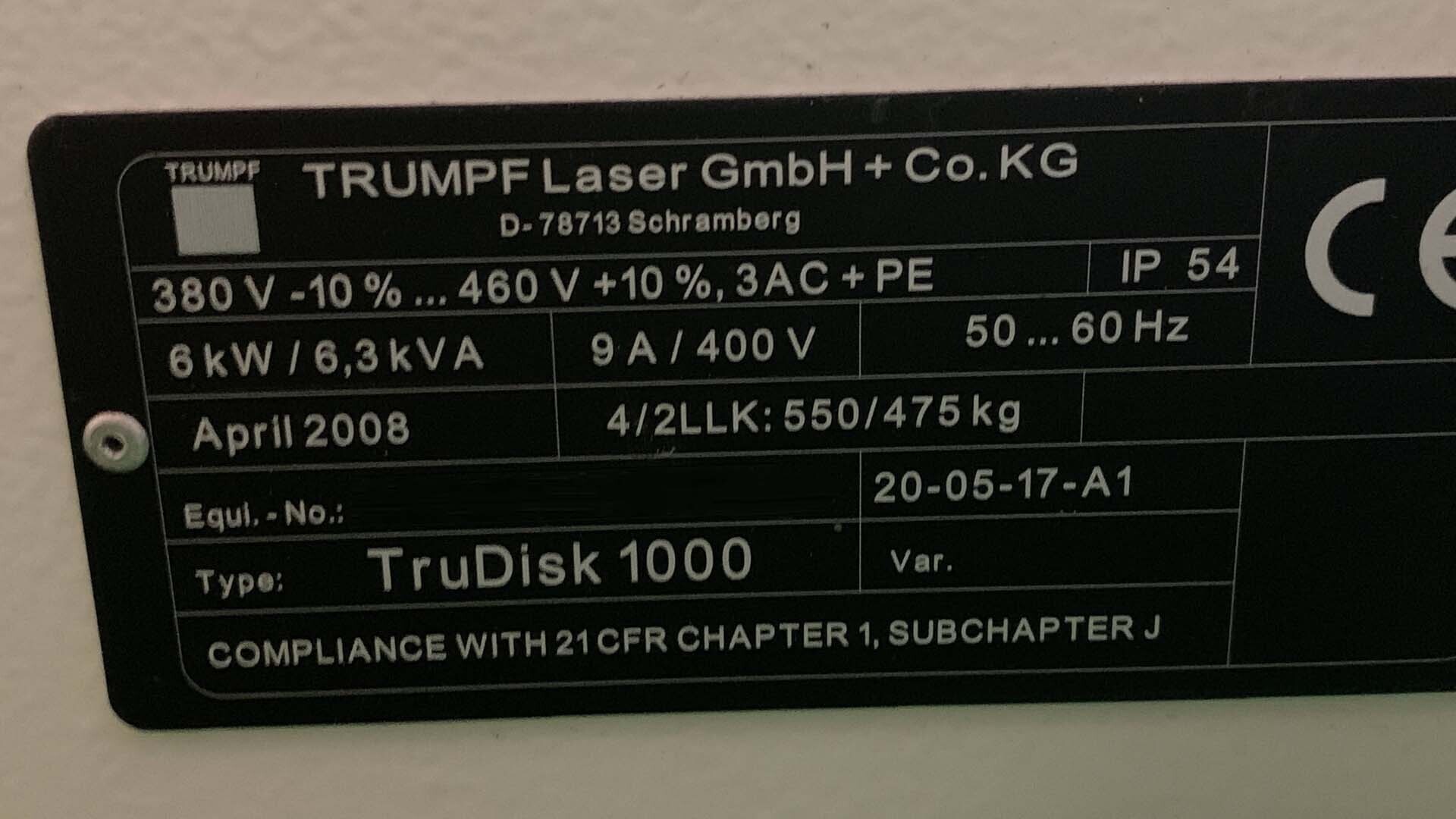 TRUMPF TruDisk 1000 Laser used for sale price #9307466, 2008 > buy from CAE