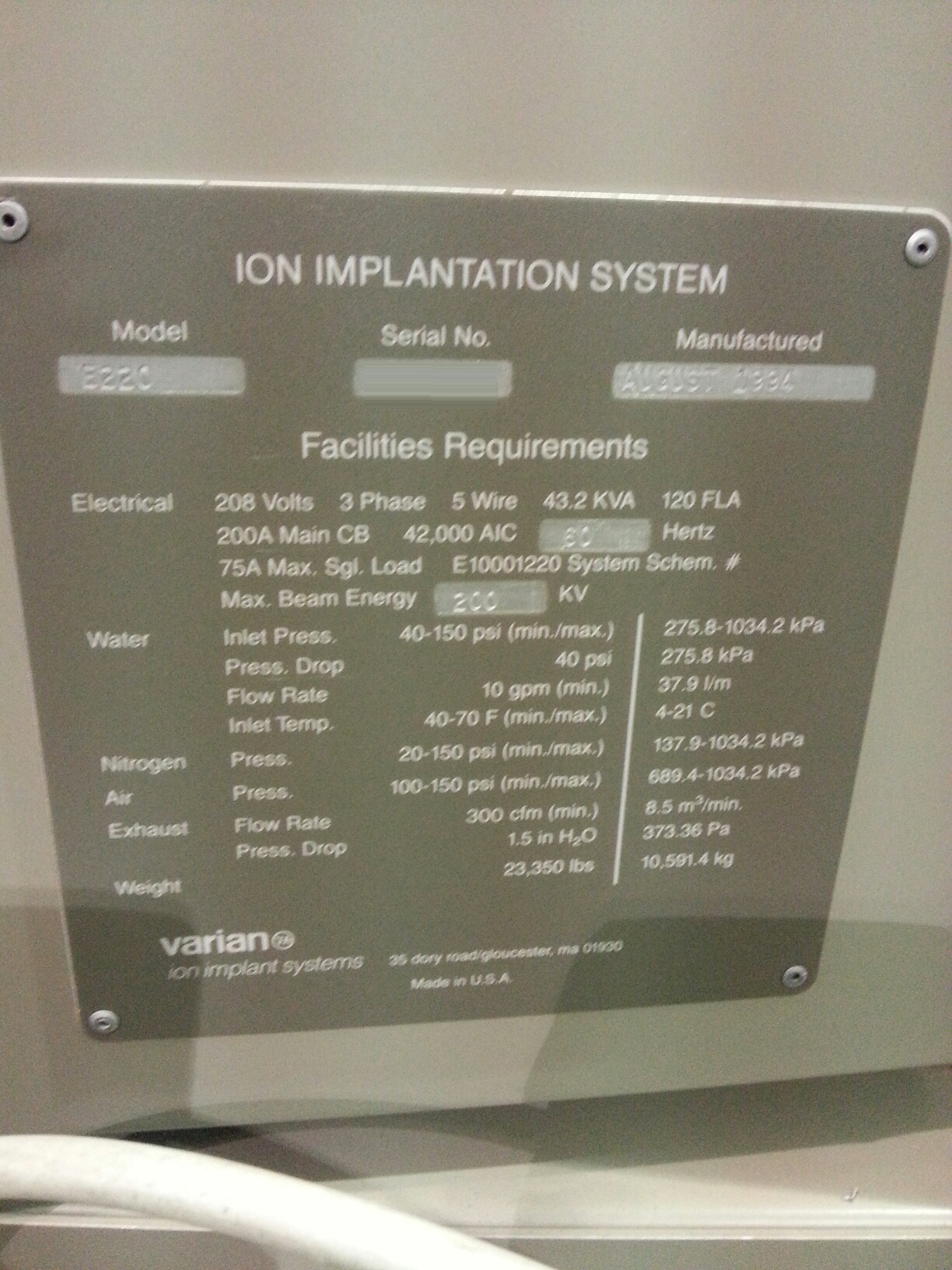 VARIAN Extrion 220 Ion Implanter & Monitor used for sale price #9064935 ...