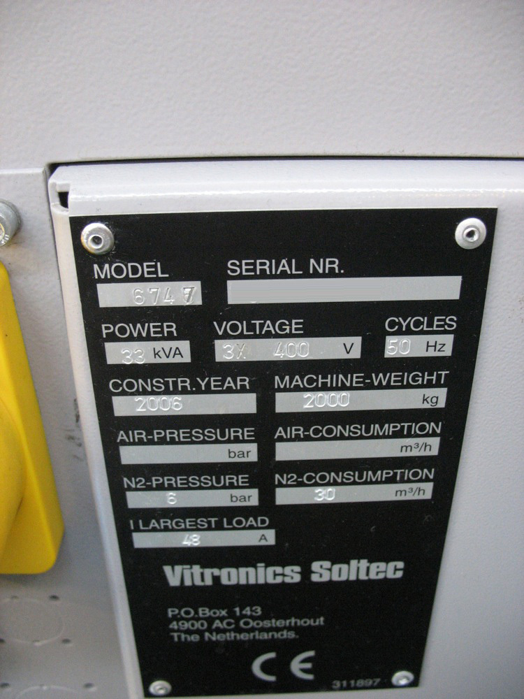 VITRONICS SOLTEC MySelective 6747 PCB 납땜 기계 판매 가격 #153055에 사용됨 > CAE에서 구매