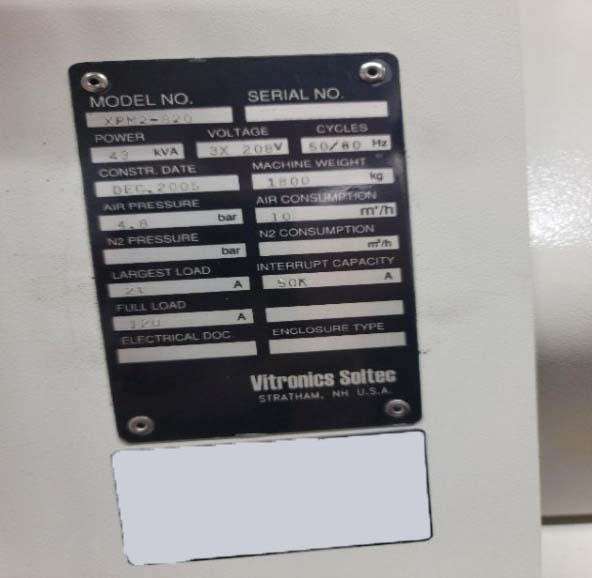 VITRONICS SOLTEC XPM2 820 Oven / Furnace used for sale price #293760372, 2005 > buy from CAE